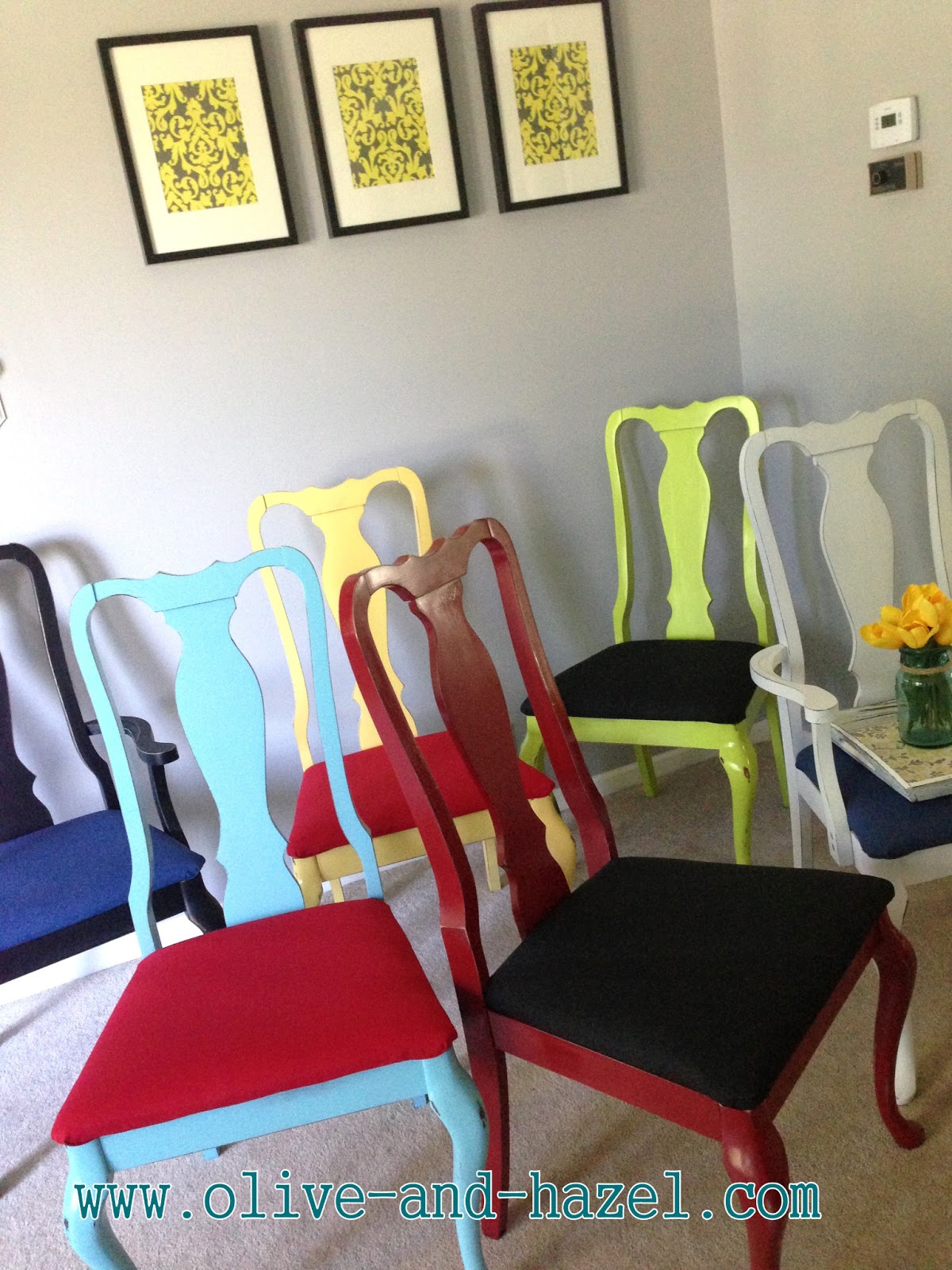 olive + hazel decor co.: Multi-colored custom chairs!