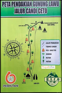 Peta jalur Pendakian Gunung Lawu Via Candi Cetho Estimasi Biaya dan Waktu - Go To Gunung