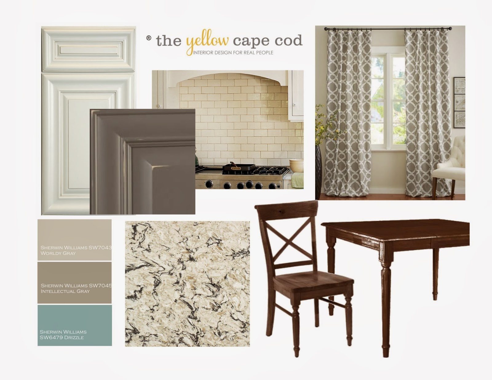 The Yellow Cape Cod: Kitchen and Dining Room~Linen, Gray and Turquoise