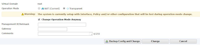網路工程師雜記: Installing a FortiGate in Transparent mode(以透通模式安裝FortiGate)
