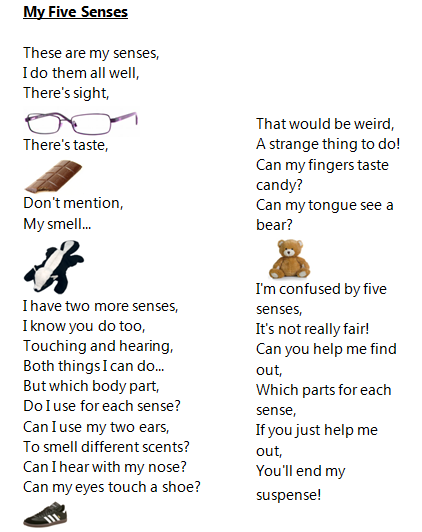 Poem 4: My Five Senses My Five Senses, Five Senses, 54% OFF