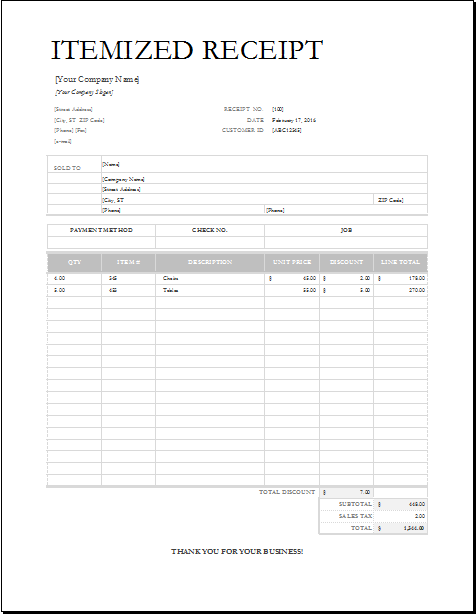 Itemized Bill Example - Invoice Template