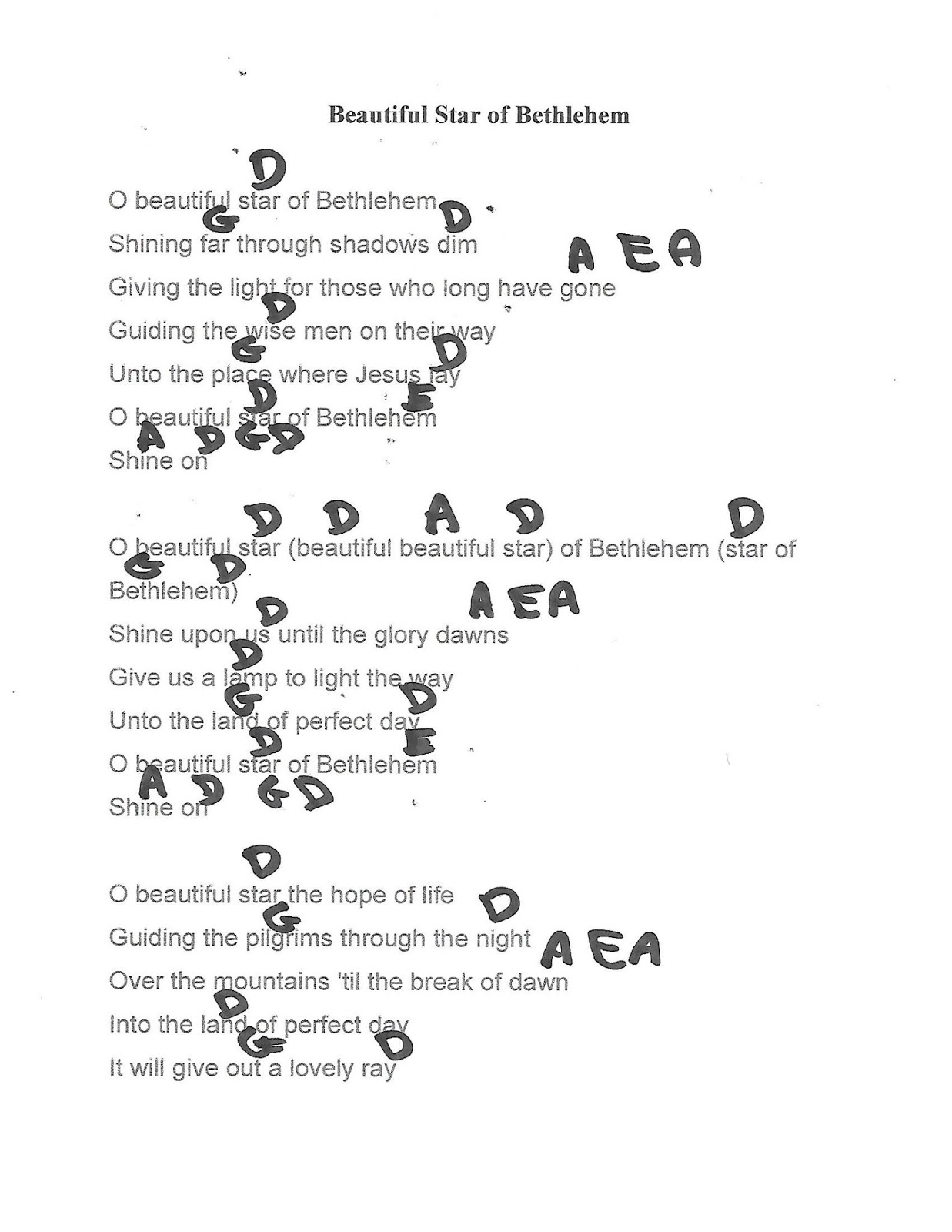 Ben Cockman Music: Beautiful Star of Bethlehem (with Chords)