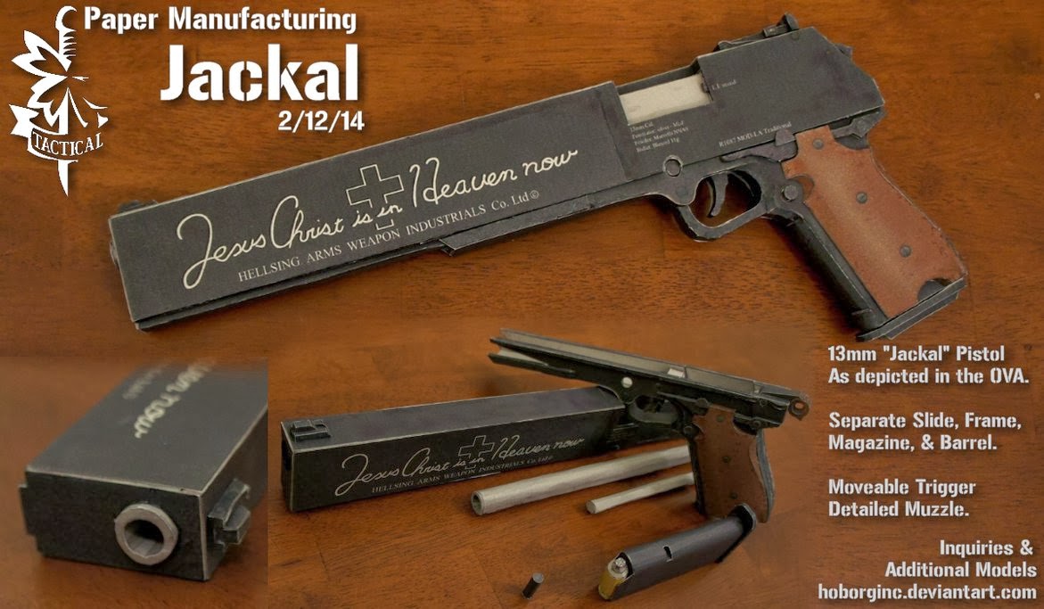 Hellsing Combat Pistol Jackal Papercraft | Papercraft Paradise ...