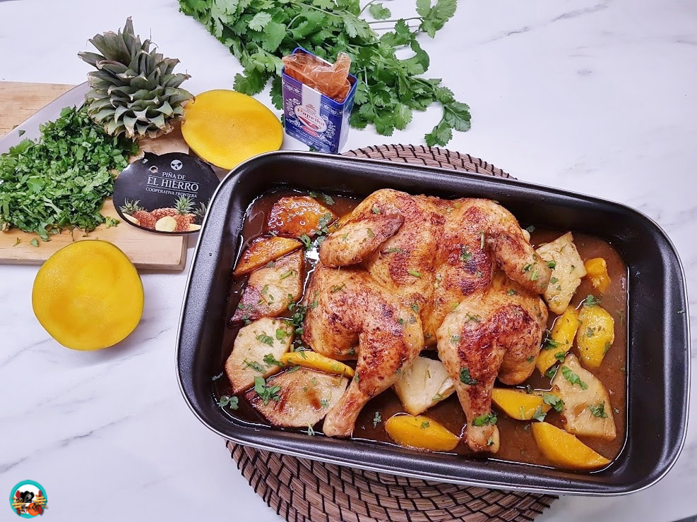 Pollo asado en forma de mariposa - ¡Huele Bien!