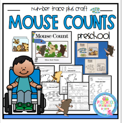Mouse Counts Number Trace plus Craft ~ Preschool Printables