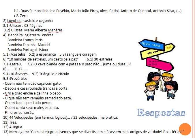 Blog EMRC: Peddy Paper, Respostas, Equipas e Classificações