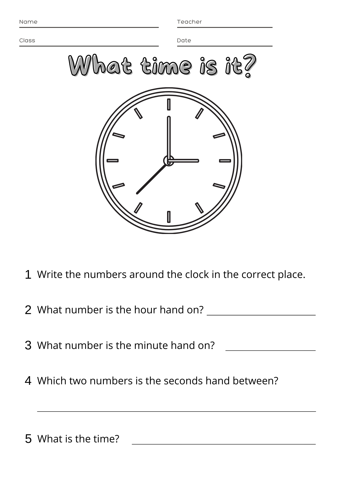Animations a2z: Learning Clock- Educational Coloring Pages