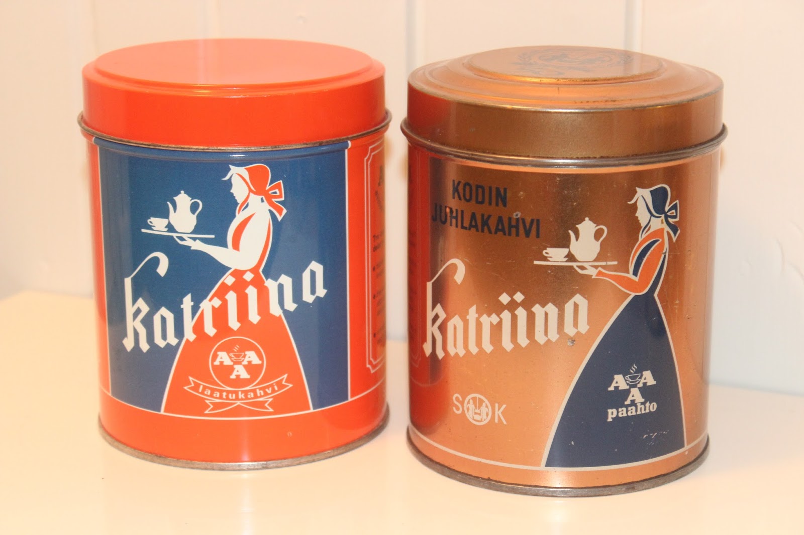 Vanhat Suomalaiset Peltipurkit SOK n Katriina kahvipurkit