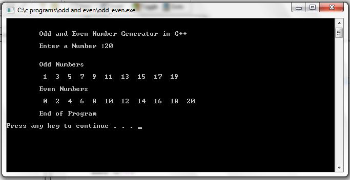 Free Programming Source Codes And Computer Programming Tutorials Odd And Even Number Generator