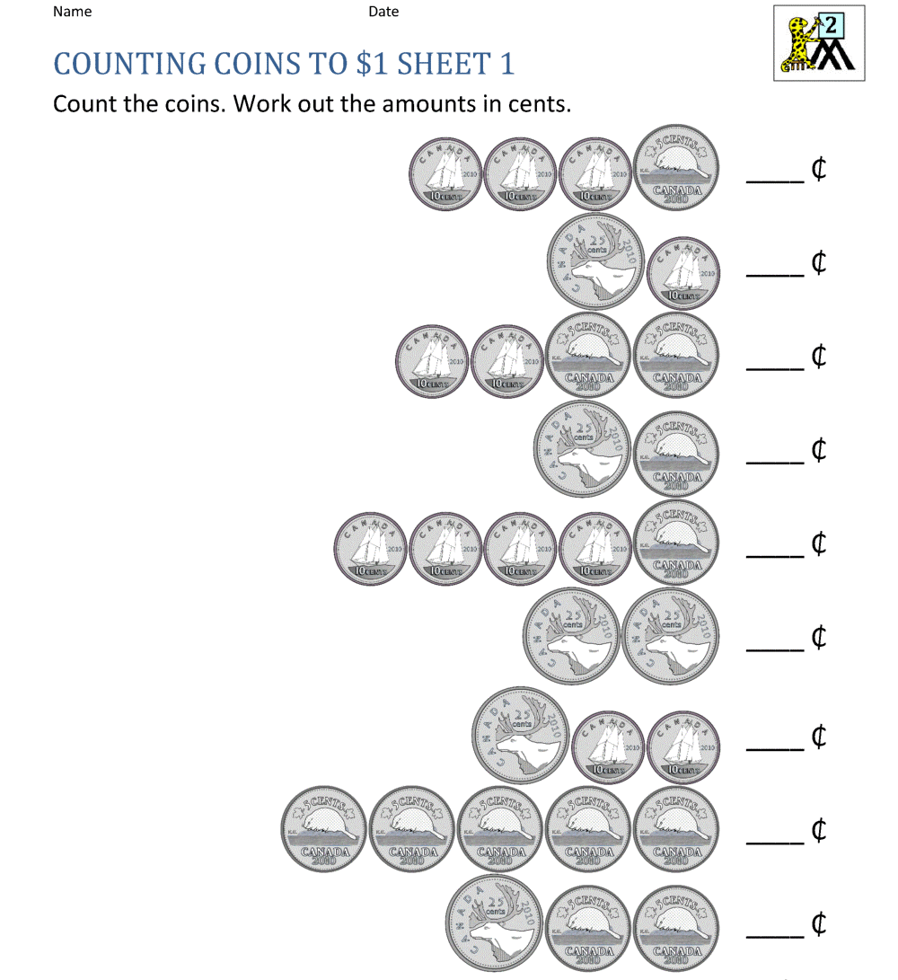 Counting Coins Worksheets Grade 2