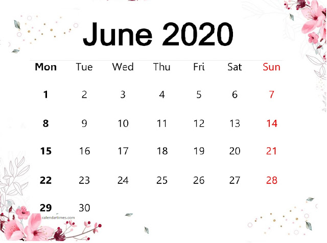 Cute June 2020 calendar Design