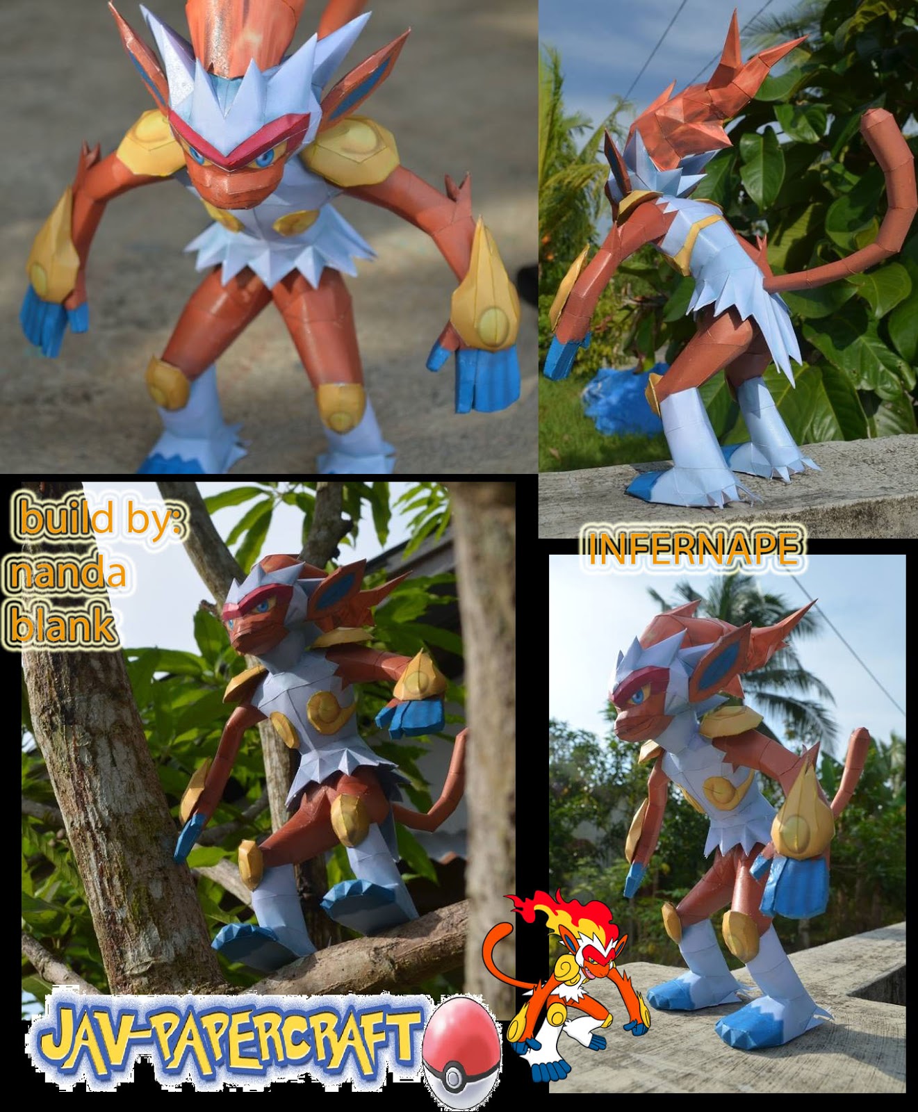 Pokemon Infernape Paper Model ~ Paperkraft.net - Free Papercraft, Paper ...