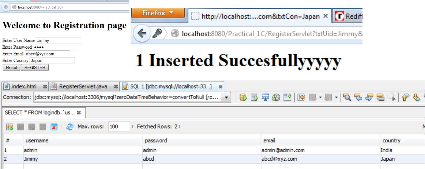 Practical 1c Create A Registration Servlet In Java Using Jdbc Accept The Details Such As