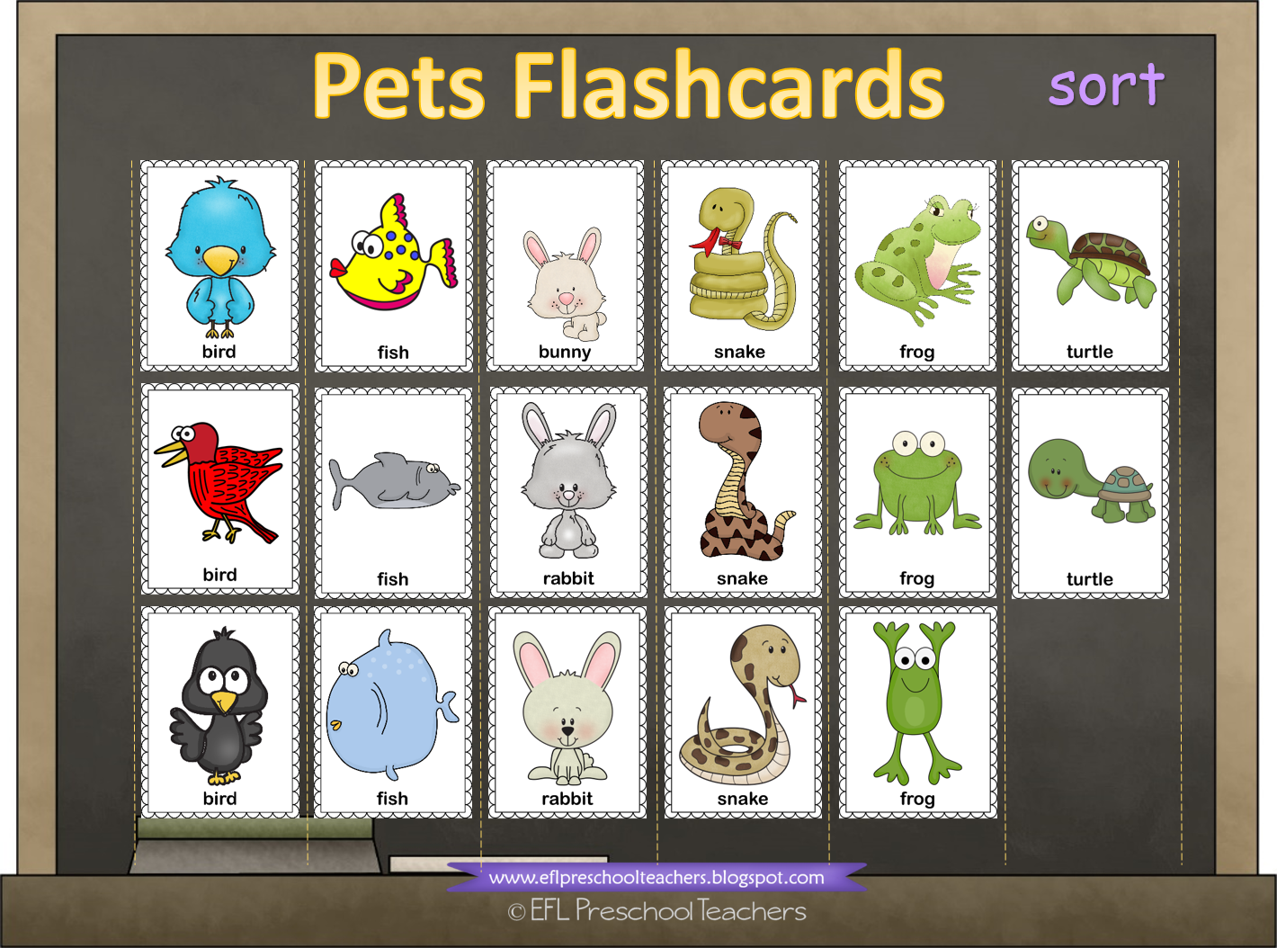 ESL/EFL Preschool Teachers: Pets unit Flashcards for Kindergarten ...