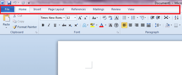Pengenalan Microsoft Word 2010, Menu dan Fungsi Menu Microsoft Word 2010
