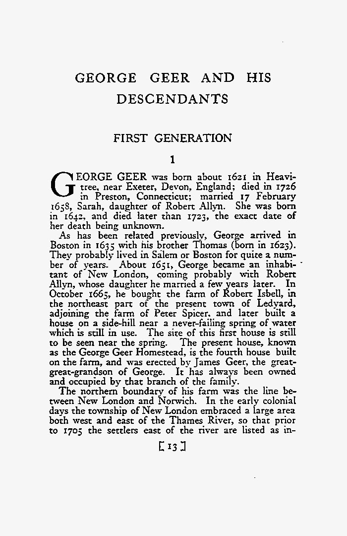 GloverSmith: A CENTENARIAN'S TALE: 1635 Immigrant George Geer (9th GGF)