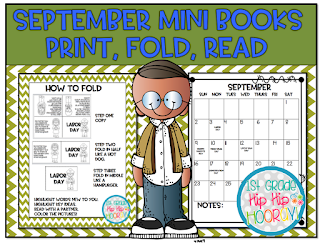 1st Grade Hip Hip Hooray!: September Mini Books...Print, Fold, Read
