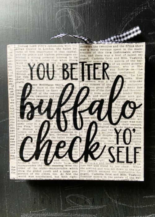 She's Crafty: Buffalo Check Sign from dollar store supplies