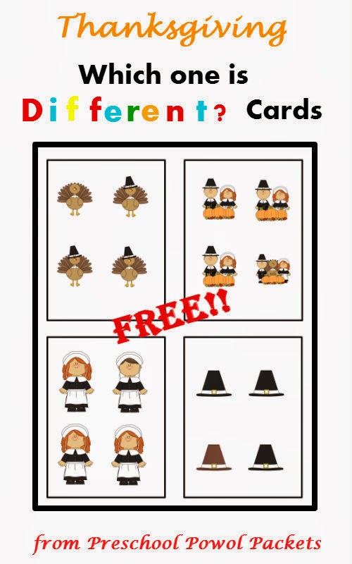 {FREE} Thanksgiving "Which One is Different?" Cards! | Preschool Powol ...
