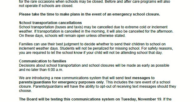 Charlton P.S. Blog: Severe Weather - YRDSB Letter to Families
