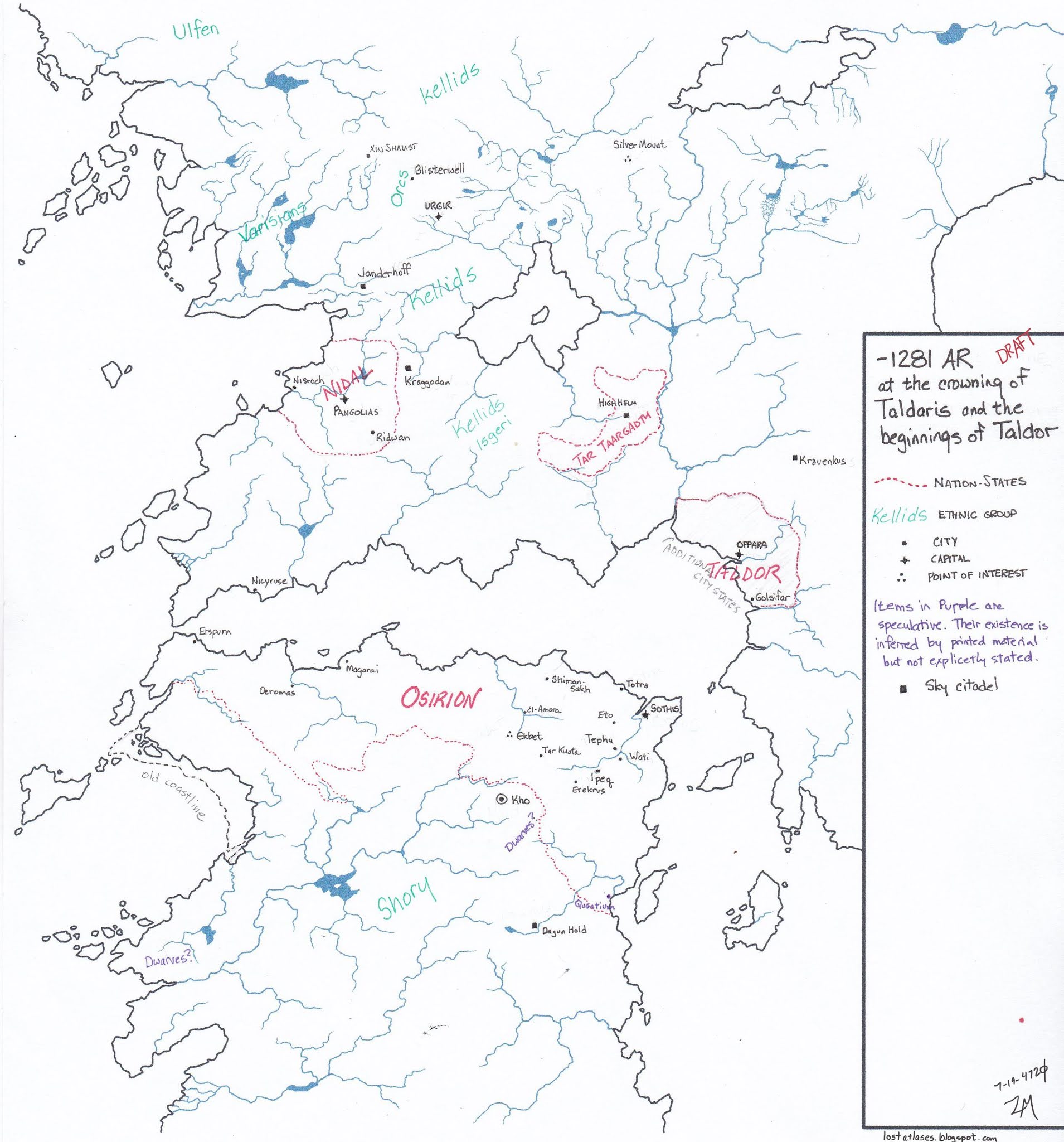 Lost Atlases: Golarion Historical Map: The Inner Sea at -1281 AR (Draft ...