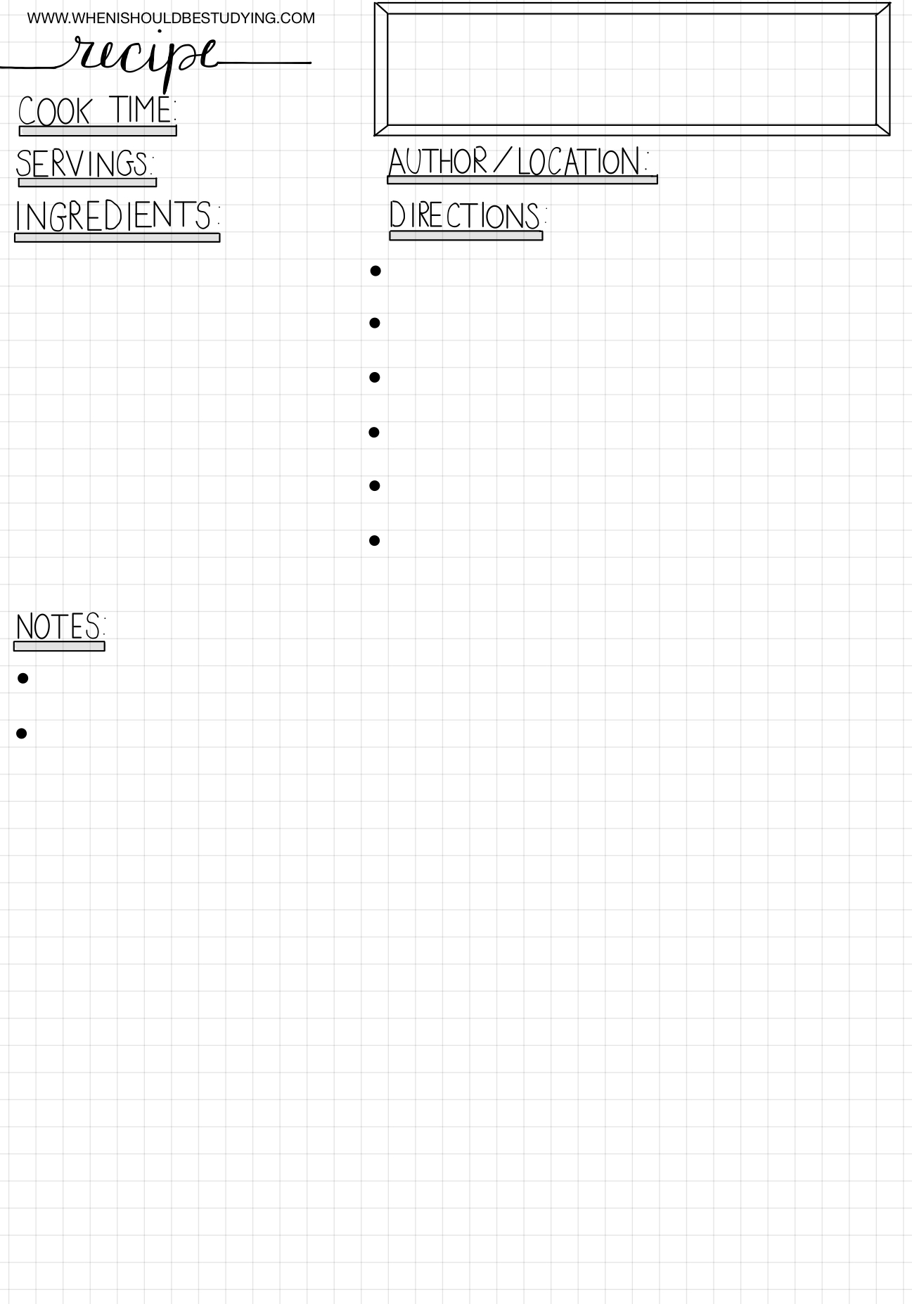 5 Layouts for a Bullet Journal Recipe Book