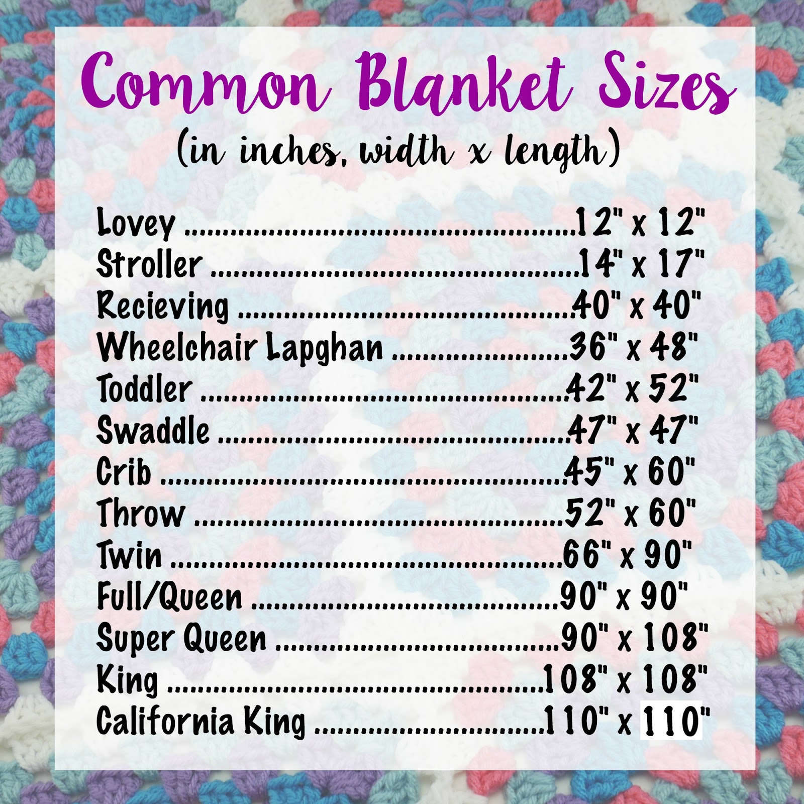 Size Chart For Crochet Blankets 23+ Crochet Baby Blanket Siz