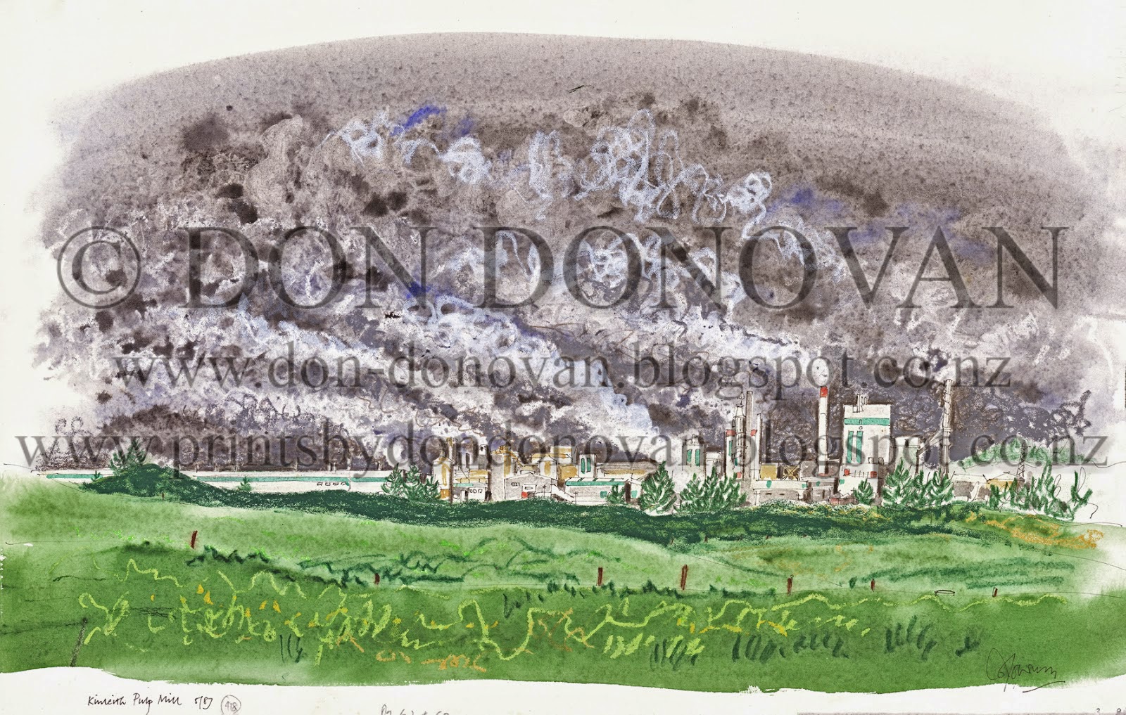 Prints by Don Donovan: Kinleith Pulp Mill in 1987. Prints For Sale