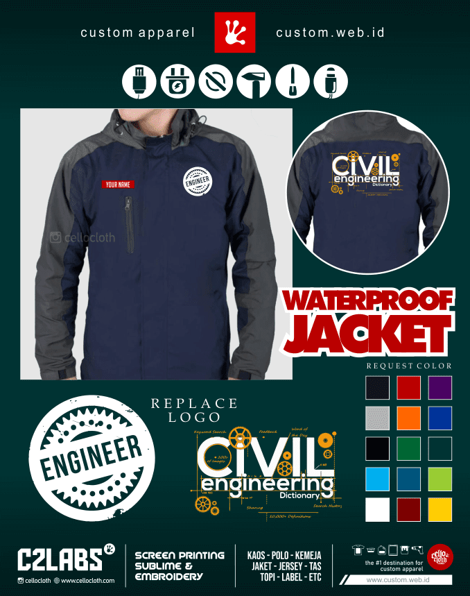 Engineer Civil Engineering Jacket - Jaket Tehnik Sipil - Konveksi Jaket ...