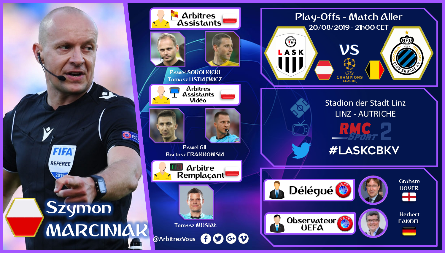 UEFA - CHAMPIONS LEAGUE - DÉSIGNATIONS DES ARBITRES - REFEREE ...