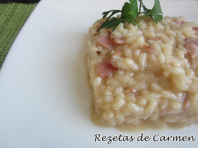 Risotto con bacon y queso curado manchego