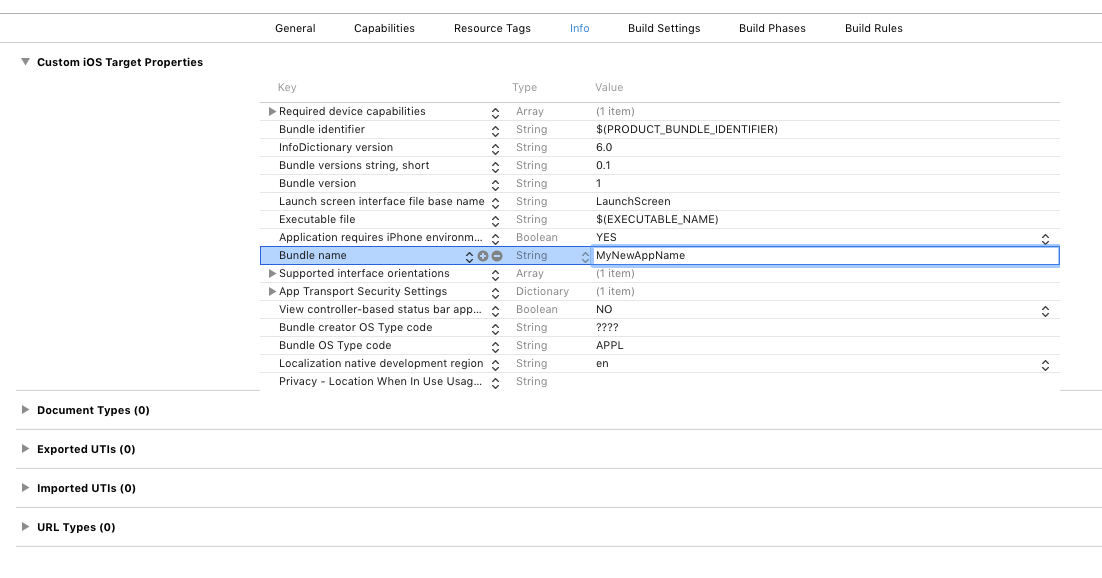 Change display name of iOS React Native app