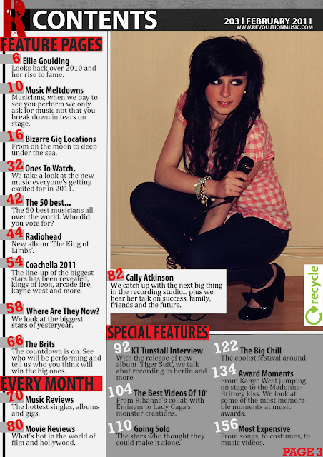 AS MEDIA BLOG: Music Magazine Contents Page Second Draft