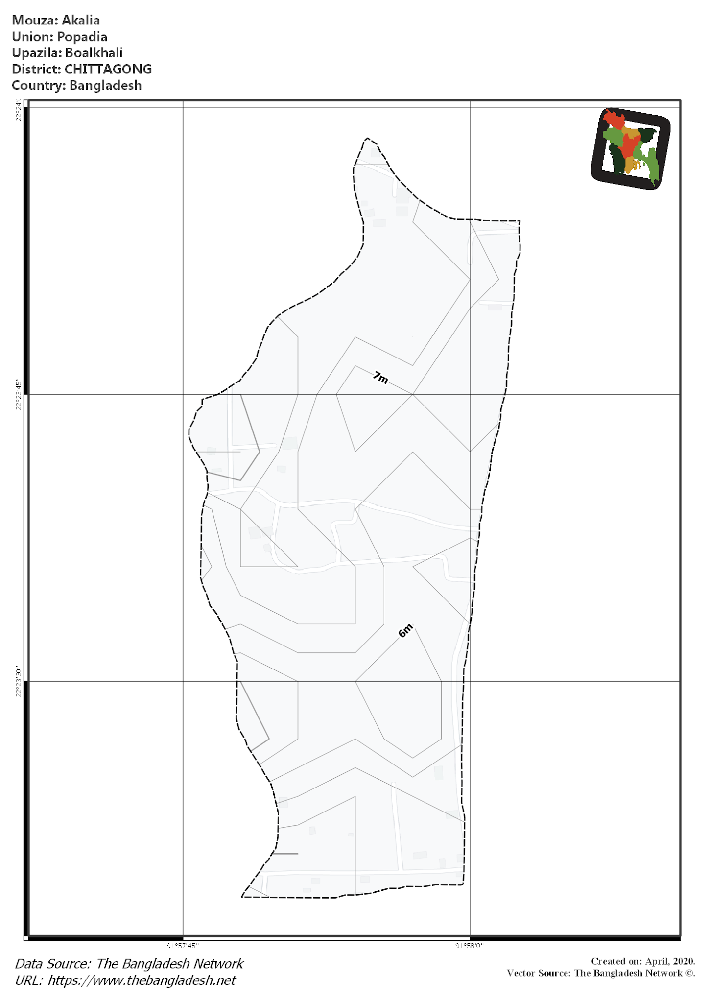 Map of Akalia Mouza, Boalkhali, Chittagong