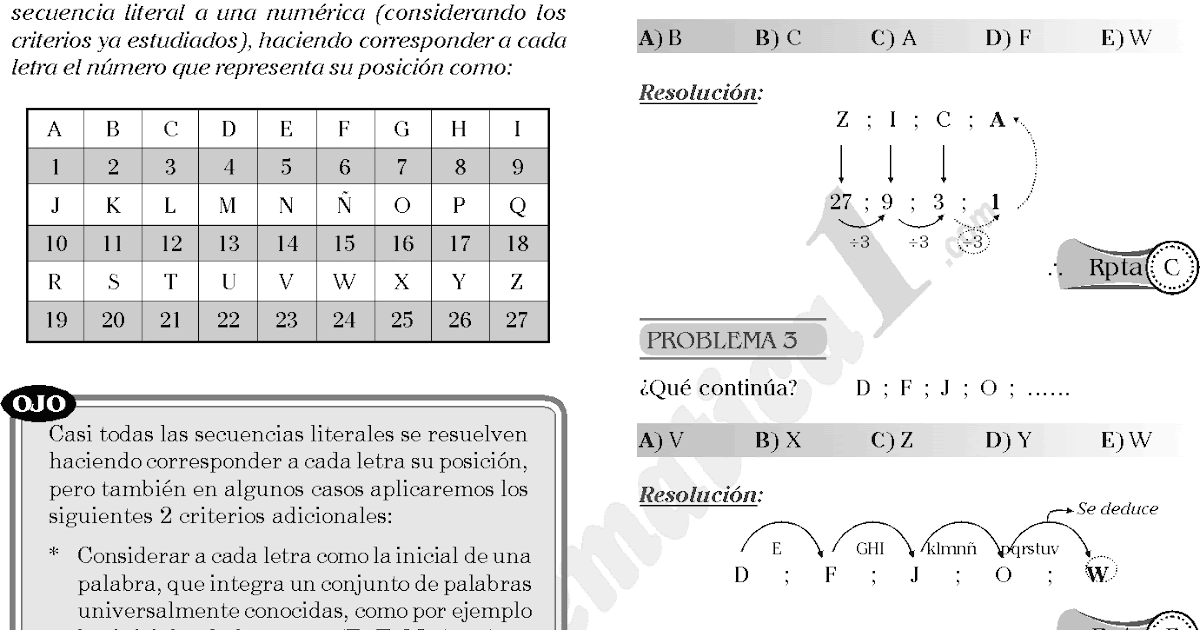 SECUENCIAS LITERALES EJERCICIOS DESARROLLADOS DE RAZONAMIENTO PDF