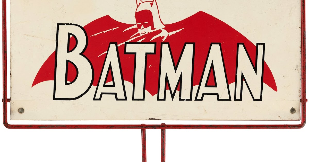 Vintage Batman and Superman comic book display signs