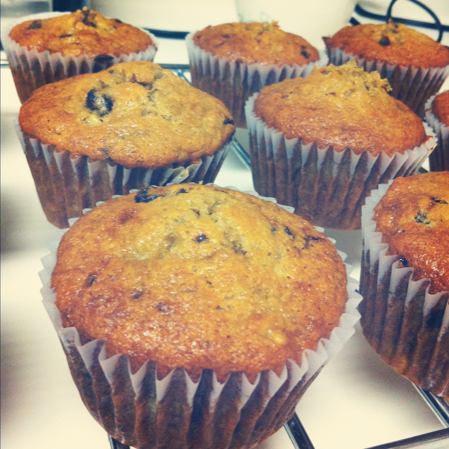 The Three Happy Eaters: Banana Chocolate Chip Espresso Muffins.