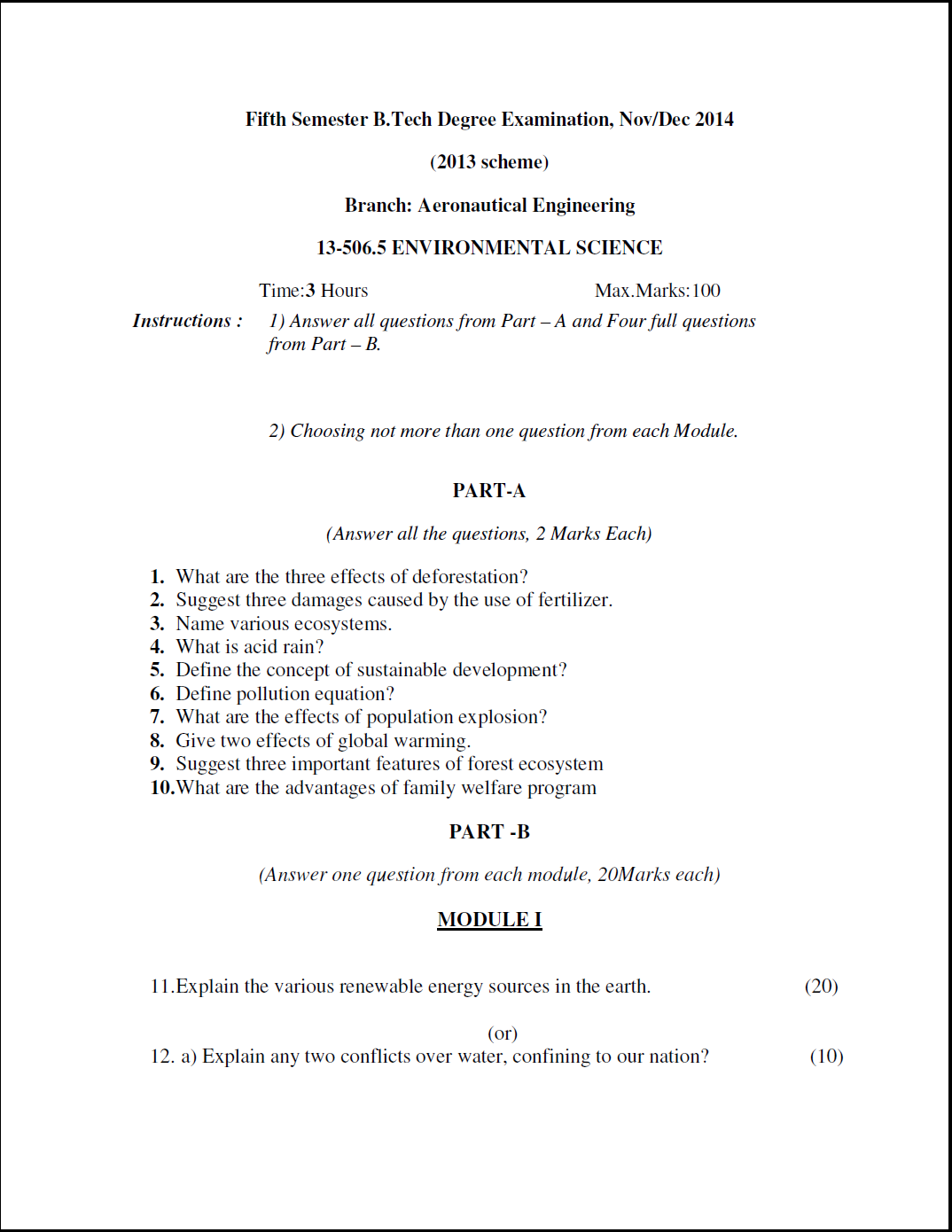 Kerala University B.Tech Environmental Science Nov/Dec 2014 Question ...