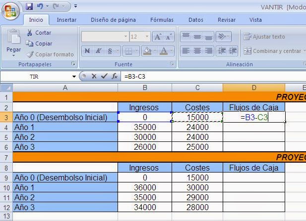 EL PROFESOR DEL DINERO: CÁLCULO DEL VAN CON EXCEL