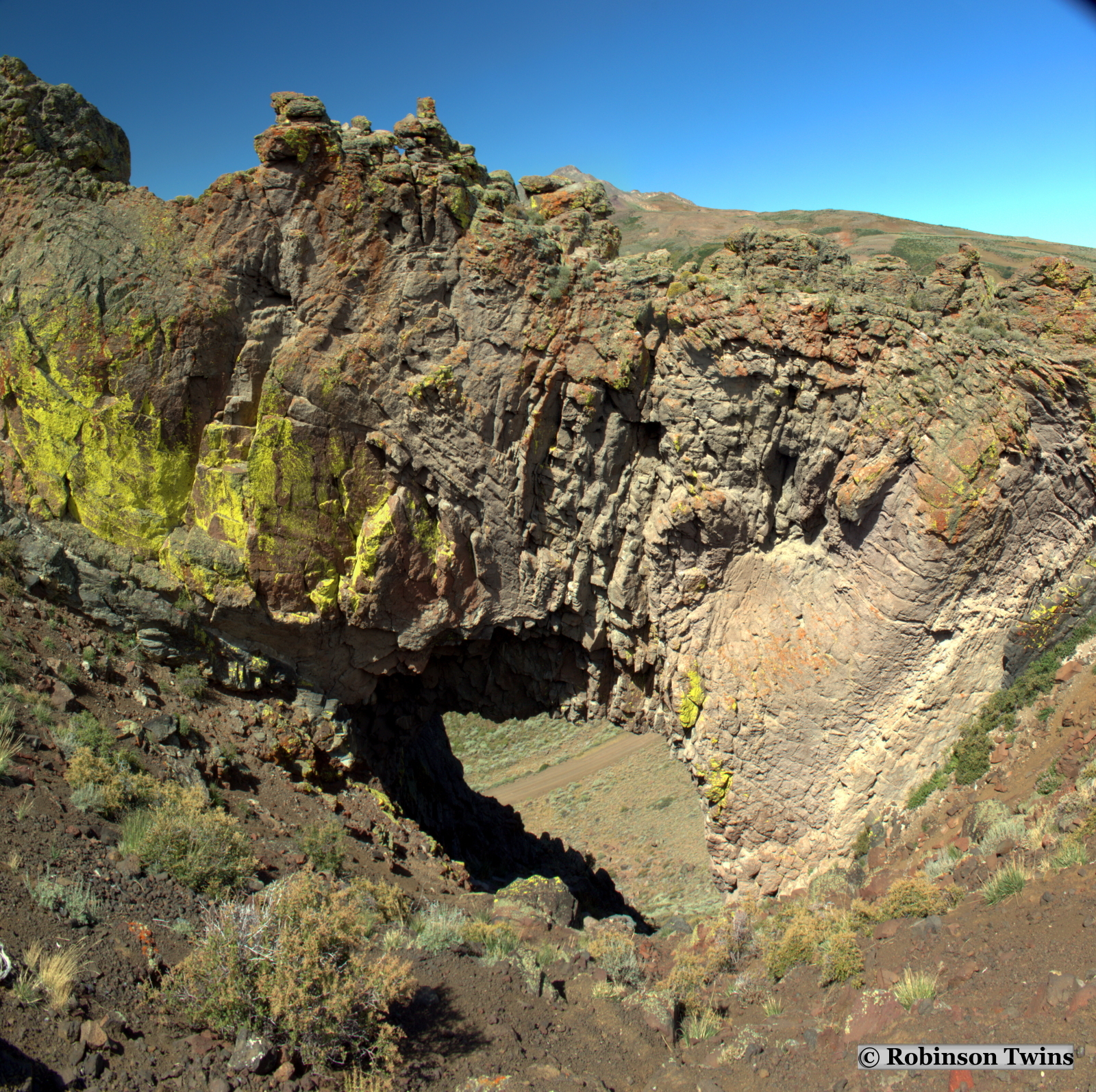 Robinson Twins Photo Gallery: Hinkey Summit Arch, Nevada, looking down ...