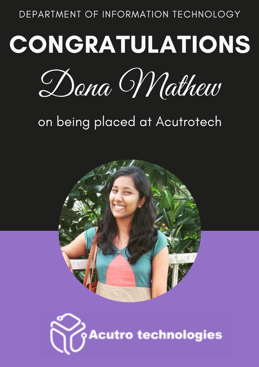 Congratulations Dona Mathew... ~ Information Technology