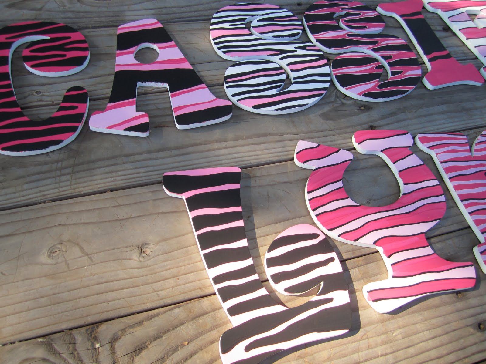Hot Pink Zebra Print Letters Names