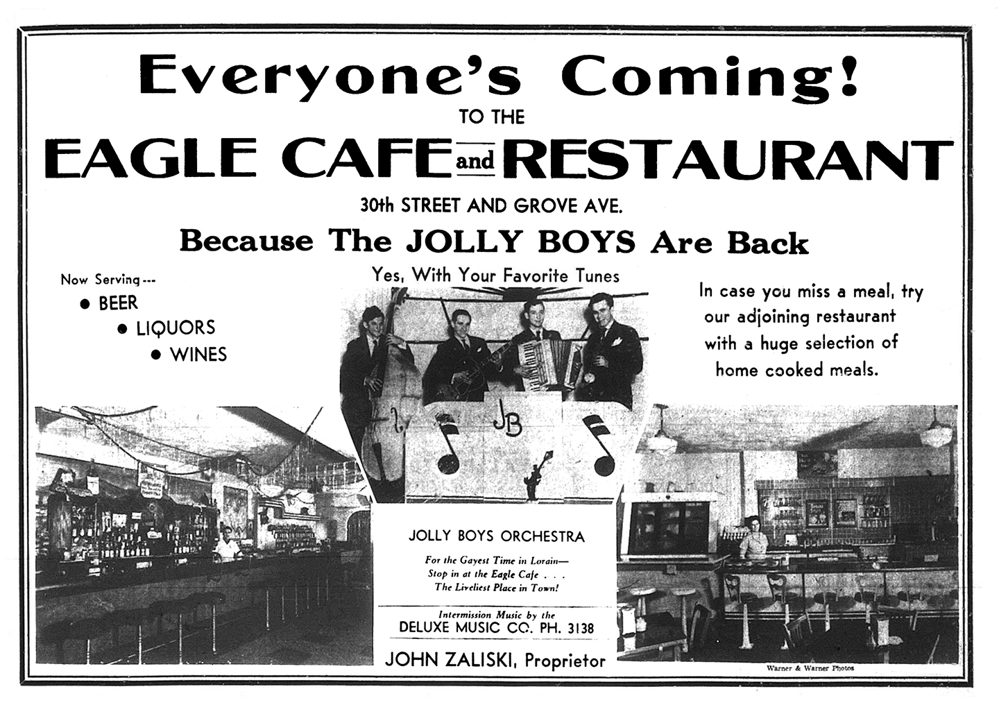 Brady's Bunch of Lorain County Nostalgia: Eagle Cafe Ad – December 14, 1946