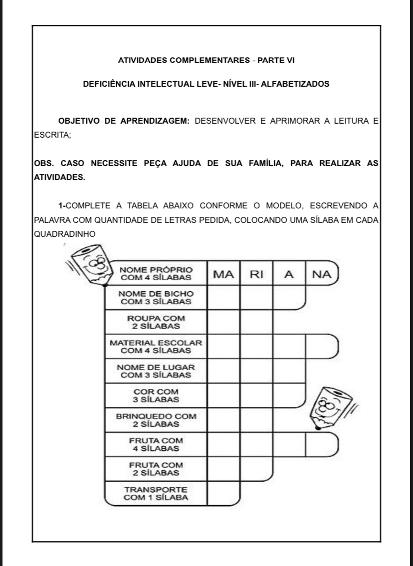 CENTRO EDUCACIONAL MUNICIPAL SÃO CRISTÓVÃO: Atividades AEE