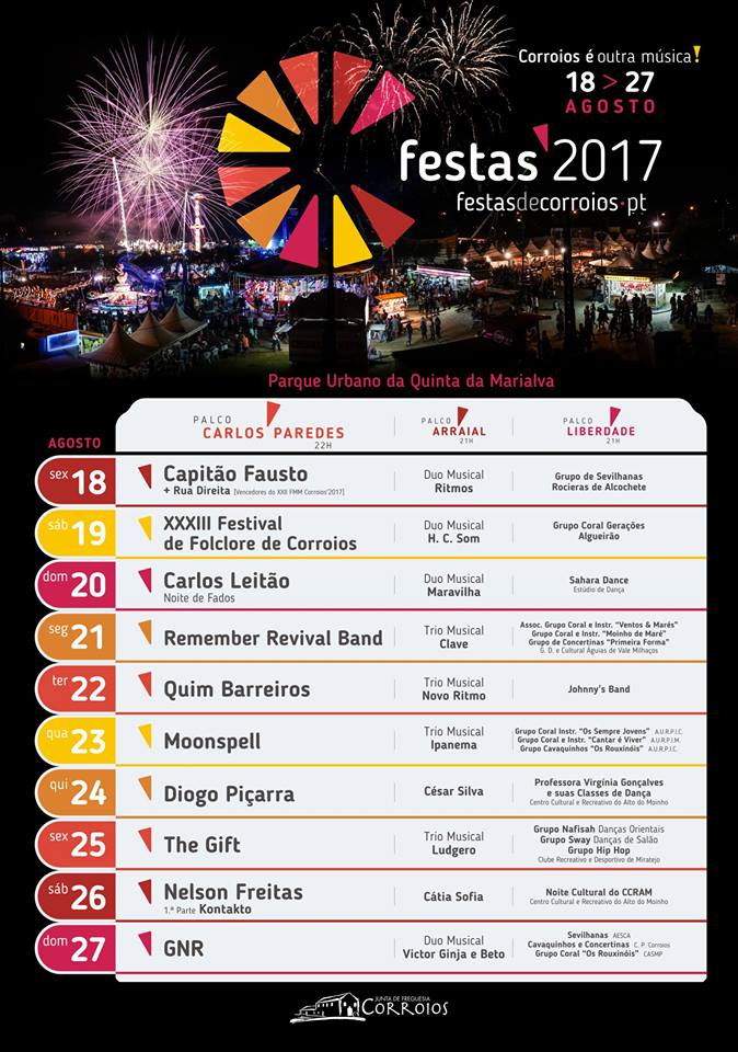 Rádio TV Nacional: Festas de Corroios 2017 já tem cartaz