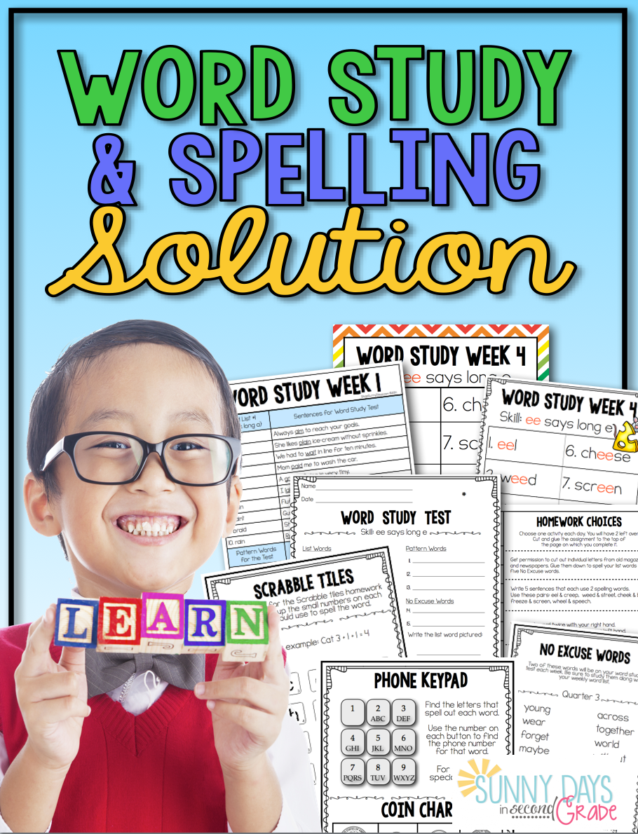 Spelling Homework for Any List for the Entire Year - Sunny Days in ...