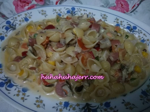 Resepi Pasta Shell Carbonara Bajet Yang Sedap - blog santai-santai jerr!