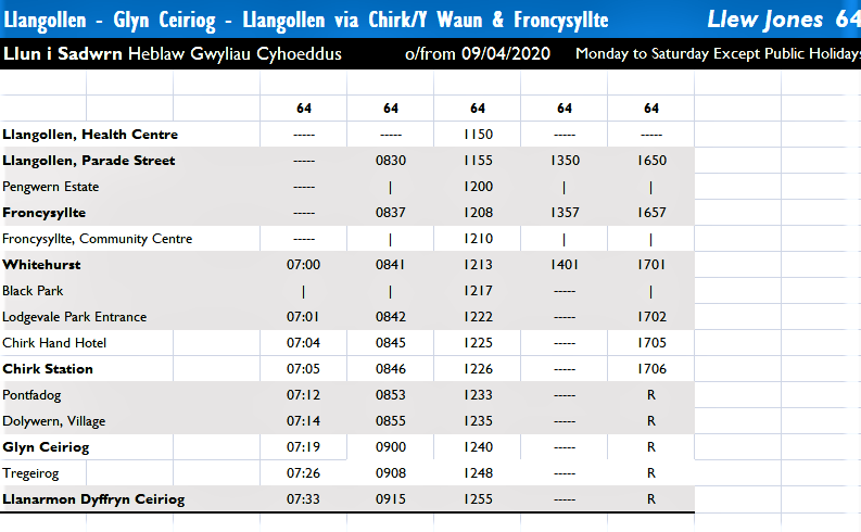 Llanblogger - contact llanblogger@gmail.com: Latest timetable for bus ...