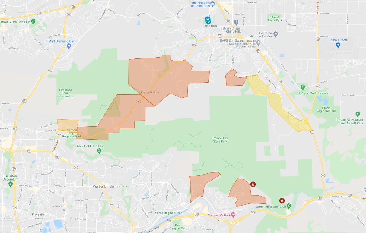 Blue Ridge Fire & Evacuation Maps Chino Hills & Yorba Linda, CA